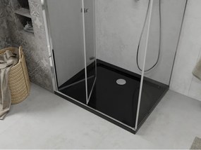 Mexen Lima, sprchový kout se skládacími dveřmi 90 (dveře) x 100 (stěna) cm, 6mm čiré sklo, chromový profil + slim sprchová vanička černá + chromový sifon, 856-090-100-01-00-4070
