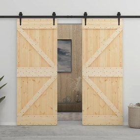 Posuvné dveře se setem kování 90 x 210 cm masivní borové dřevo,  3057589