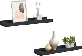 Poličky na zarámované obrázky 2 ks černé 40 x 9 x 3 cm MDF 323931