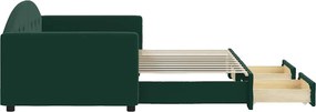 Válenda s přistýlkou a zásuvkami tmavě zelená 90 x 200 cm samet 3197351