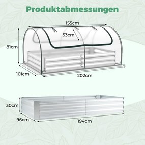 Costway 3 v 1 Skleník s vyvýšeným záhonem a kovovým květináčem a PVC fólií