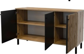 STO Komoda LONDON 3D, 150 cm Černá/Dub Votan