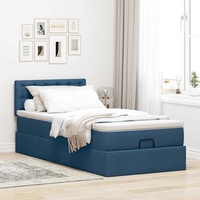 Osmanský postel s matrací modrá 90x200 cm textil 3311600