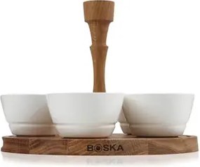 Boska Servírovací prkénko s miskami / Servírovací prkénko / 5 keramick