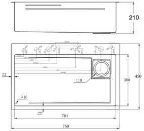 Velazo Dřez 1 komorový s dvojitým vodopádem, nerez - , grafit
