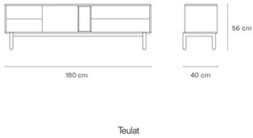 Tmavě šedý TV stolek 180x56 cm Corvo - Teulat