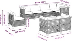 8dílná zahradní sedací souprava s poduškami šedá polyratan 3261903