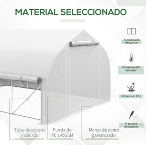 Outsunny 4x3x2m Tunnellový Skleník s Mřížkovanými Dveřmi a 8 Okny - Zahradní Skleník s Špičatou Střechou a Rolovacími Stranami pro Pěstování Plodin a…