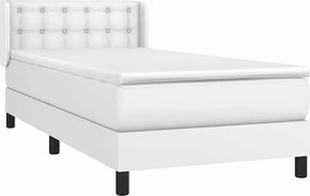 Box spring postel s matrací bílá 100x200 cm umělá kůže 3130764