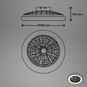BRILO 3801015 LED stropní svítidlo s ventilátorem, 5 rychlostí, dálkový ovladač, CCT, černé - BRILO