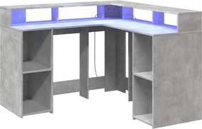 Psací stůl s LED betonově šedý 130x130x91 cm kompozitní dřevo 3309450