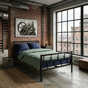 Dede Industriální kovová postel LUSSO 3, 140x200 cm Barva rámu postele: Černý rám