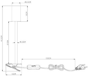 GLOBO Stolní lampička na klipu ROBBY Barva: Černá-dřevo (imitace)