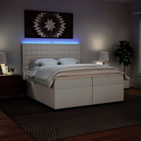 Box spring postel s matrací bílá 200x200 cm umělá kůže 3293037