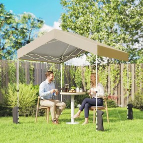 Outsunny skládací altán 2,4 x 2,4 m Pop-up UPF50+ centrální uzávěr nastavitelné výšky cestovní taška pytle na písek béžová