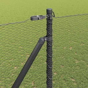 Hexagonální plot s podpěrou 50 x 1,5 m Ocel potažená PVC Šedá 3353283