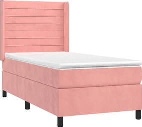 Box spring postel s matrací růžová 80 x 200 cm samet 3132710