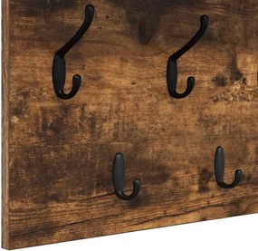 věšák, nástěnný, 1 prkno, háčky, kompozitní dřevo, 40x80x12 cm, kouřový dub, Dekorino TK20260018