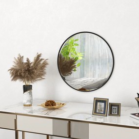 HOMCOM nástěnné zrcadlo 60 x 60 cm kulaté koupelnové zrcadlo s hliníkovým rámem, dekorativní zrcadlo do koupelny obývacího pokoje předsíně ložnice če…