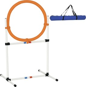PawHut Tréninkový Set pro Psy - Jarní Kruh pro Agilní Trénink pro Domácí Mazlíčky, Přenosný PE Bílá + Oranžová 74,5 x 66 x 91 cm | Aosom