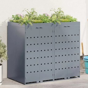 Úložný box na 2 popelnice Světle šedá 136 x 77,5 x 121,5 cm 3394748