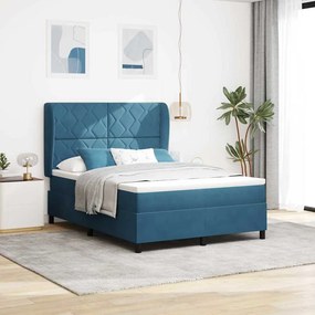 Postel s boxspringem s čelo Tmavě modrá 200 x 140 cm samet 3340986