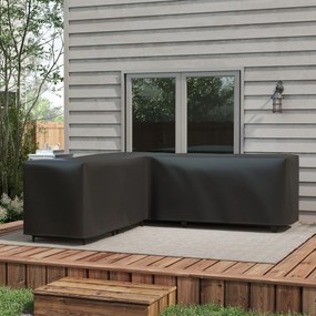 Ochranný kryt na zahradní nábytek Vodotěsný kryt ve tvaru L na rohovou pohovku, anti-UV 250 x 250 x 79 cm Černá barva