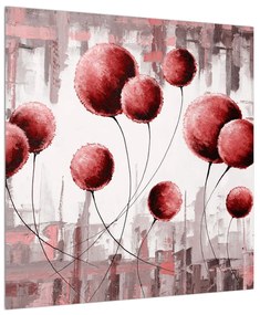 Abstraktní obraz - červené balónky (50x50 cm)
