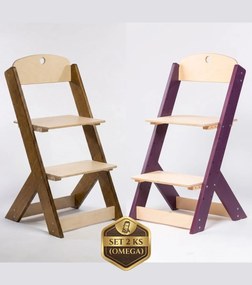 Lucas Wood Style - rostoucí židle OMEGA III zvýhodněný set 2 ks - kaštan +  fialová