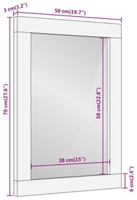 Koupelnové zrcadlo hnědé 50x70x3 cm masivní mangovník a sklo - Default Title