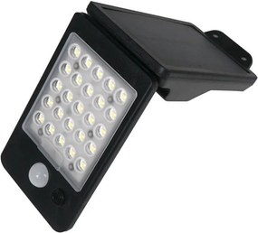 Nástěnná lampa aca lighting led solární svítidlo elisa se senzorem pohybu 2w/200lm/li-on 3,7v/1mah, černé