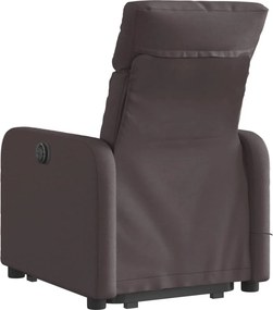 Zvedací masážní polohovací křeslo tmavě hnědé textil 3206713