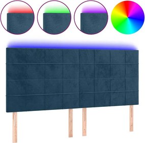 Čelo postele s LED tmavě modré 200x5x118/128 cm samet 3122494