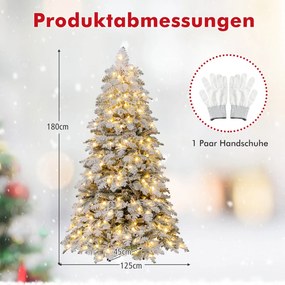 Costway 180 cm Umělý vánoční stromek zasněžený vánoční stromek předem smontovaný