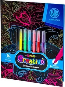 ASTRA CREATIVO Vybarvovací set Neon Flowers / Omalovánky / 6 neonových