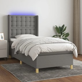 Box spring postel s matrací a LED tmavě šedá 80 x 200 cm textil 3139150