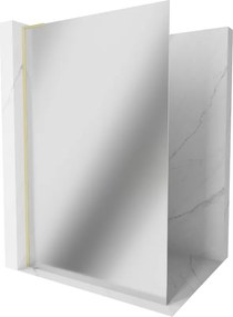 Mexen Kioto L, sprchová zástěna Walk-In 110 x 200 cm, 8mm sklo vzor zrcadlo, zlatý matný profil, 800-110-103-55-50