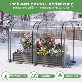 Costway 3 ve 1 vyvýšeném záhonu se skleníkovým kovovým květináčem s PVC – černý