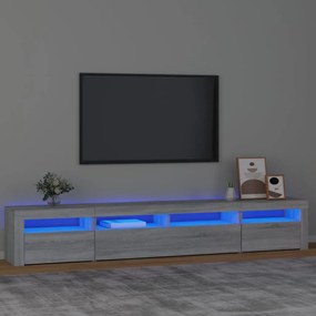 TV skříňka s LED osvětlením šedá sonoma 240x35x40 cm