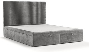 Šedá čalouněná dvoulůžková postel s úložným prostorem 180x200 cm Mavel – Maison de Rêve