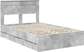 Rám postele s čelo Betonově šedá 135 x 190 cm Inženýrské dřevo 3409855