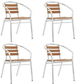 Stohovatelné zahradní židle 4 ks hliník a WPC stříbrné,  48710