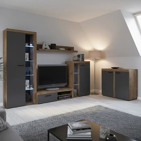 Obývací stěna Rumba + komoda 2F | 270 cm + 97,2 cm | lefkas/grafit
