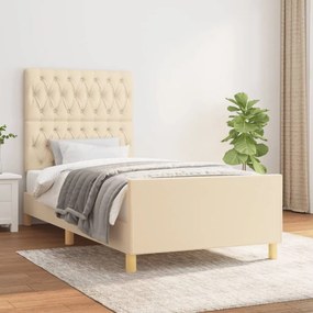 Rám postele bez matrací krémově 90x200 cm textil 3125273