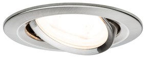 Paulmann 93464 LED Nova round, kulatá bodovka v úpravě broušená ocel, 1x6,5W LED 2700K GU10, 3 krokové stmívání, prům.8,4cm
