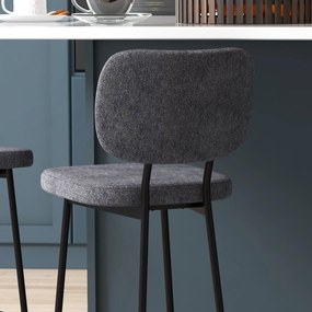 HOMCOM Sada 2 barových stoliček s opěrkou nohou a potahem z lněné látky, rozměry 41Š x 46H x 90V cm, šedá