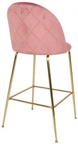Barový set 2ks židlí LAUSANNE + stůl BOLZANO ø70x105cm,růžová, mosaz House Nordic SET1001260