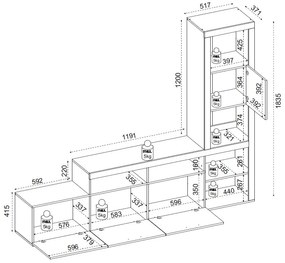 Obývací stěna Jacky, dub artisan/bílá