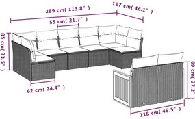 9dílná zahradní sedací souprava s poduškami černá polyratan 3227966