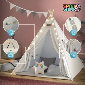 Deuba Dětský stan Teepee 160x130x130cm - bílý
